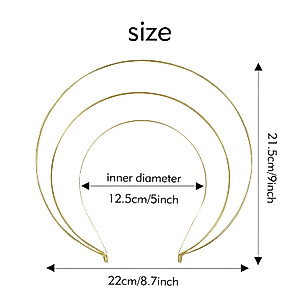 Lawie Gold Metal Queen Goddess Angel Halo Crown Headband Hairbands Tiara Hair Hoops DIY Craft Bands Headpieces Party Cosplay Costume Hair Accessories (6 Pack of 3 Layer)