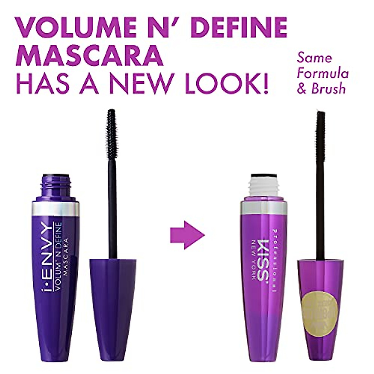 Kiss New York Volume N’ Define Mascara, No Flaking, No Smudging, No Clumping, Water-Resistant Long Wearing Mascara (Very Black)