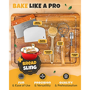 CRUSTLOVE Dutch Oven for Bread Baking - incl. Sourdough Bread Baking Supplies like Banneton Bread Proofing Basket - 5QT Enameled Cast Iron Bread Oven with Lid Bread Banking Pan Pot Scoring Tool Lame