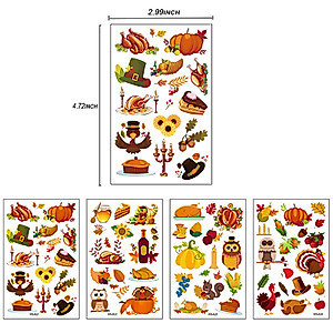 Temporary Tattoos for Kids, Thanksgiving Day Tattoos 133PCS Waterproof Body Stickers, Cute Cartoon Arm Face Fake Tattoo, Holiday Party Favor Supplies Decorations Kits for Women Adults