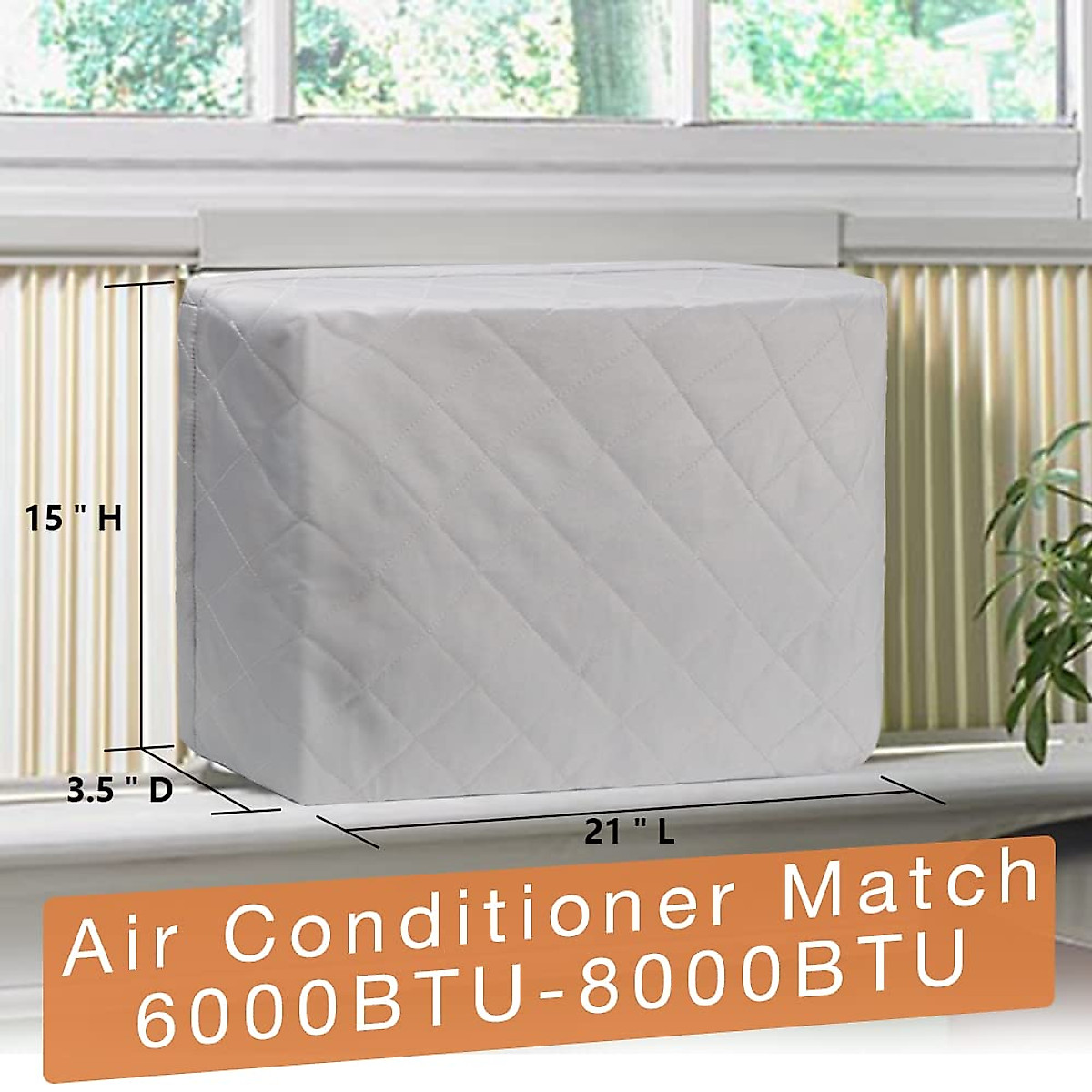 HOXHA Indoor Air Conditioner Cover for Window Units,Double Insulation Anti-Rust Adjustable Inside Window AC Cover with Free Elastic Straps