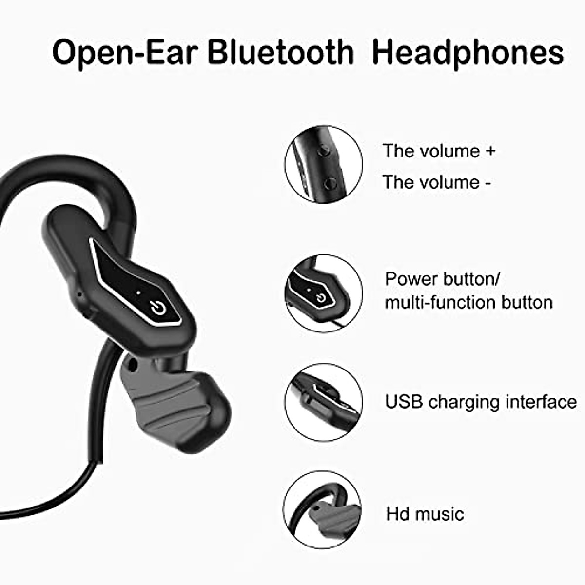 KauLueDer Conduction Open Ear Bluetooth Headphone,V5.1 Air Conduction Earphone with Built-in Microphone for Fitness/Office/Home/Leisure