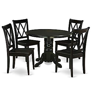 East West Furniture SHCL5-BLK-W Dining Table Set, 5-Piece