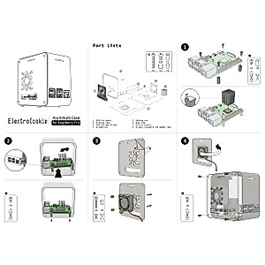 ElectroCookie Raspberry Pi 4 Case, Aluminum Mini Tower Case with Cooling Fan and Color Changing Ambient Light (Black Neon)