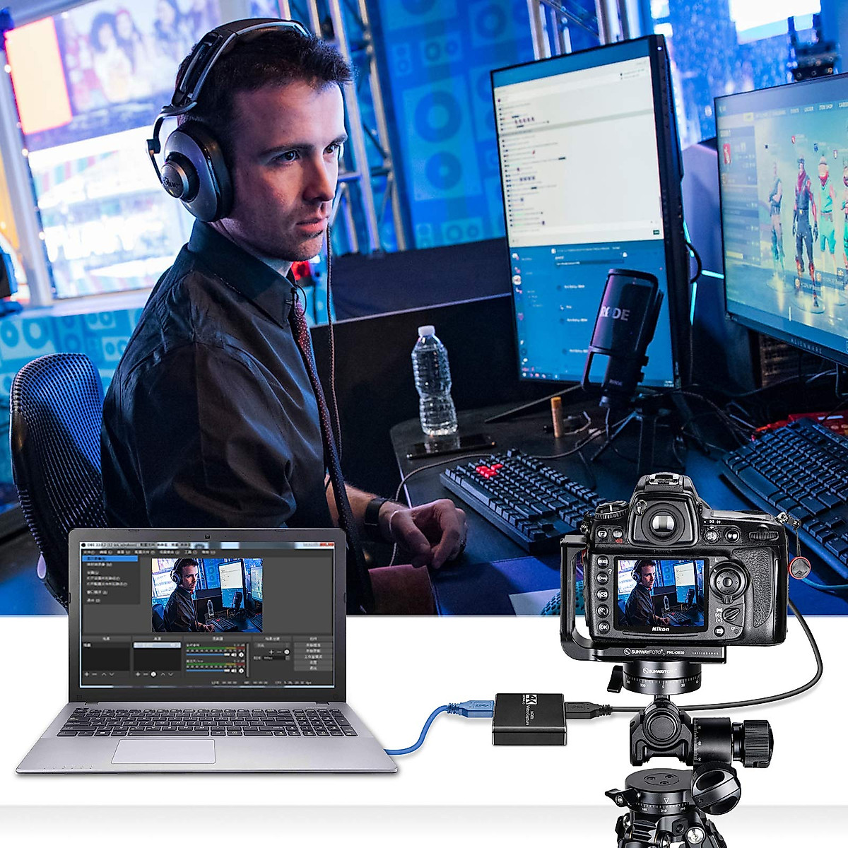 TKHIN Capture Card, Audio Video Capture Card with Microphone 4K HDMI Loop-Out, 1080p 60fps Video Recorder for Gaming/Live Streaming/Video Conference