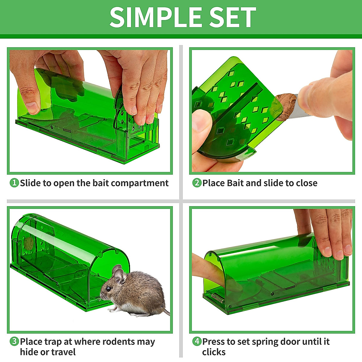 LULUCATCH Mouse Traps 2 Pack, Humane Mouse Trap, Live Catch Release with Super Glue Traps 6 Pack for Mice & Snakes, Larger, Heavier Sticky Traps with Non-Toxic Glue.