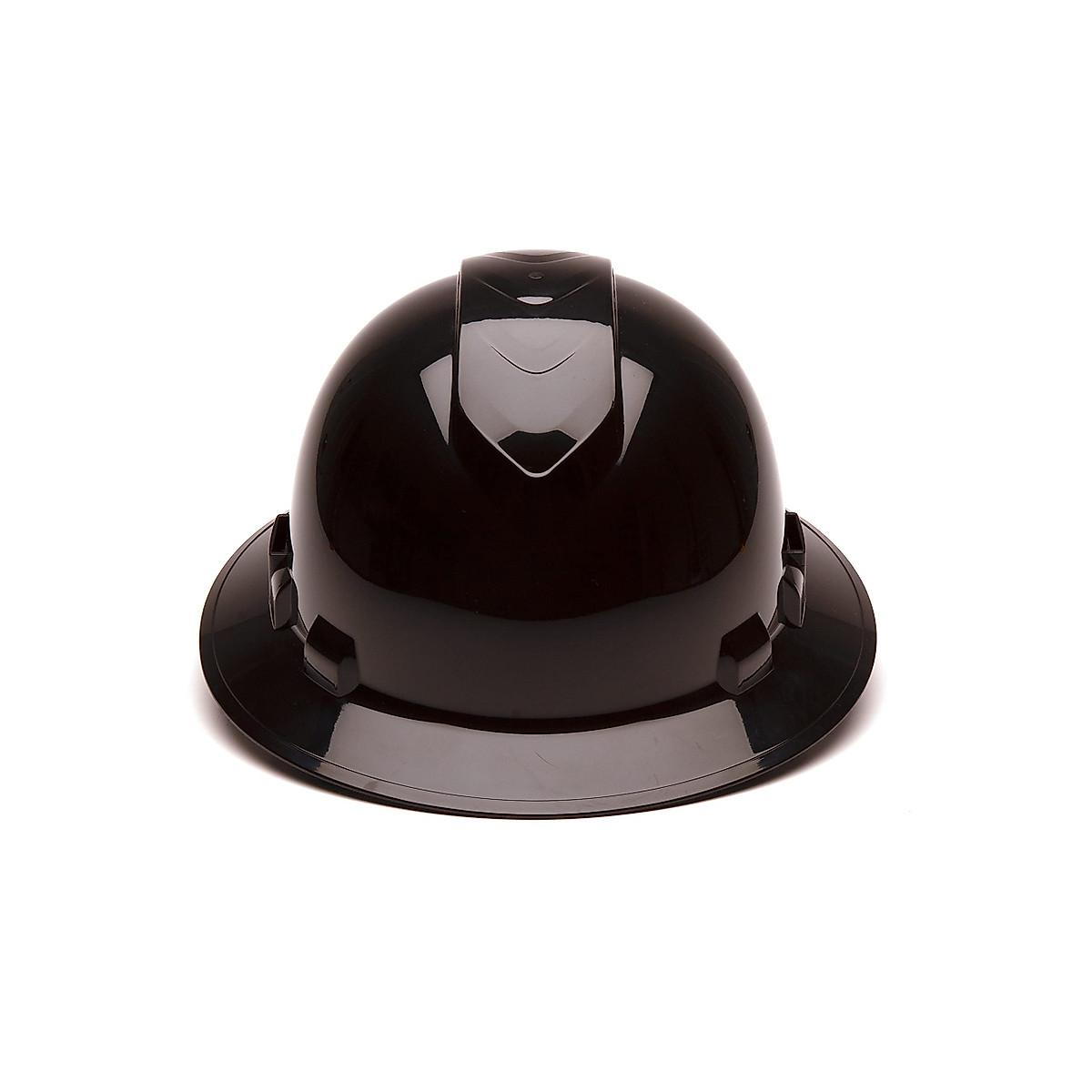 Pyramex Safety Ridgeline Full Brim Hard Hat, Vented, 4 Point Ratchet Suspension, Black, Medium