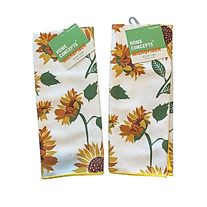 Lunch Money Set of 2 Spring Summer Themed Kitchen Towels : Sunflowers Kitchen Towels