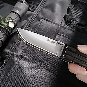 GVDV Metal Pocket Folding Knife - 7Cr15 Stainless Steel Survival Knife, Tactical Knife for Camping Hunting Hiking with Safety Liner-Lock and Belt Clip, Gift for Men- Silver