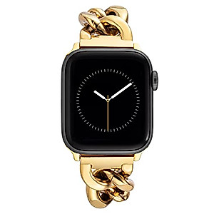 Anne Klein Fashion Chain Bracelet for Apple Watch, Secure, Adjustable, Apple Watch Replacement Band, Fits Most Wrists (38/40/41mm, Gold),WK-1016GPGP, Gold-Tone