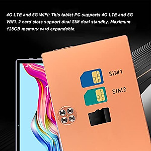 Office Tablet, 8GB RAM 256GB ROM Tablet PC Dual Camera 10.1 Inch for Family (US Plug)