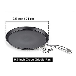 Cooks Standard Nonstick Hard Anodized 9.5-inch 24cm Crepe Griddle Pan, Black