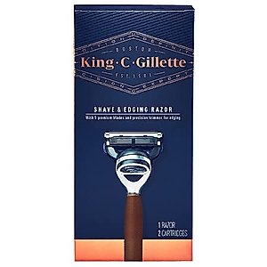 King C Gillette Shave and Edging Razor (Black),5 Count (Pack of 1)