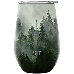 Simple Modern Wine Tumbler with Press-In Lid | Vacuum Insulated 12oz Stemless Glass Cup or Coffee Mug with Lid | Spirit Collection | Mystical Forest