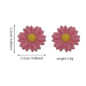 Just Follow 8 Pairs Bohemian Sweet Tiny Resin Sunflower Daisy Flower Stud Earrings Set For Women Sensitive Ears (Light Pink+Pink+Orange+Red+Green+Yellow+Purple+White)