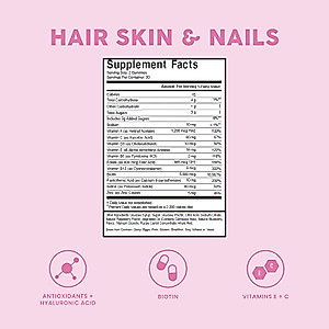 Bloom Nutrition HSN Biotin Gummies with Vitamin C, D, & Folic Acid | Hair Skin and Nails Supplement | Vegan Friendly, Gluten Free, Non-GMO, Pectin Based Blueberry Raspberry Gummy Bears | 60 Count