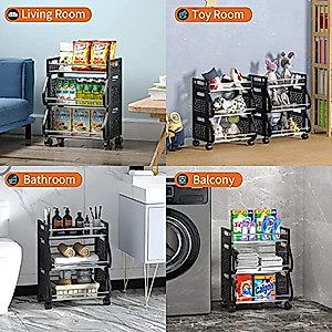 Fruit Vegetable Storage Basket,COORACK 3-Tier Stackable Kitchen Baskets Fruit and Vegetable Stand Rack with Wheels,Storage Cart for Kitchen, Free-Standing Organizer for Kitchen,Bedroom,Bathroom,Garage