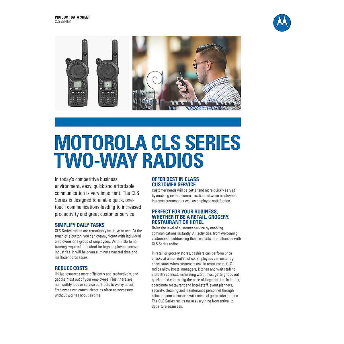 6 Pack of Motorola CLS1110 Walkie Talkie Radios with Headsets & 6-Bank Charger