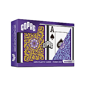Copag 1546 Neoteric Design 100% Plastic Playing Cards, Poker Size (Standard) Violet/Yellow/Blue (Jumbo Index, 1 Set)