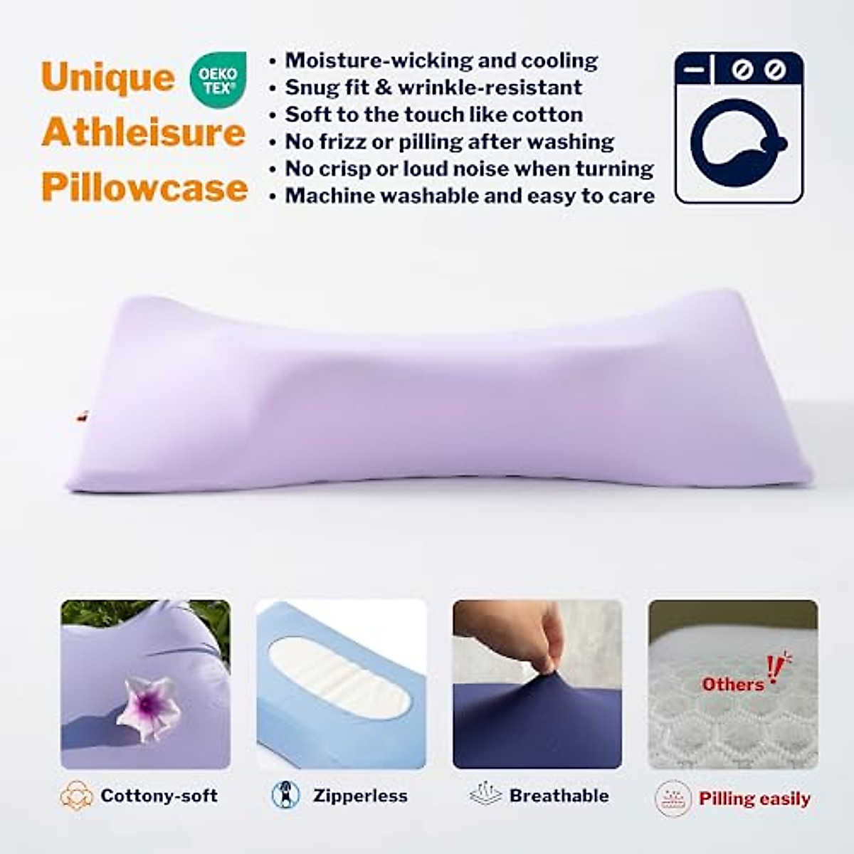 SLEEPY TOAST Neck Pillow for Sleeping fits Shoulder Perfectly, Side Sleeper Pillow with Armrest Area, Memory Foam Pillows for Neck and Shoulder Pain Relief, Cooling Pillow Cases (Purple)