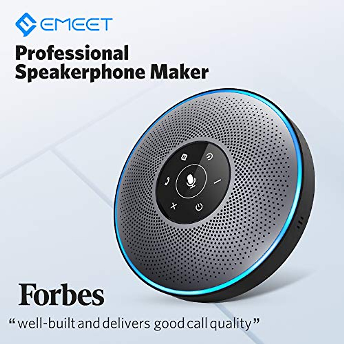 EMEET Bluetooth Speakerphone M2 Gray Conference Speaker, Idea for Home Office 360º Voice Pickup 4 AI Echo & Noise Canceling Microphones, Skype USB Speakerphone AUX in/Out for up to 8 People