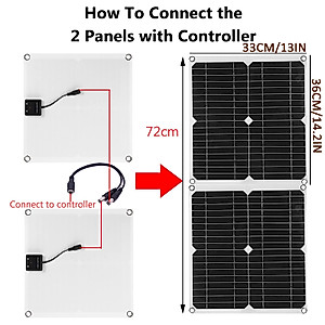 DSJ 2Pcs 300W Monocrystalline Solar Panel Kit - Dual USB Ports Waterproof Solar Cells with Solar Controller for Car Yacht Rv Battery Charger/100A