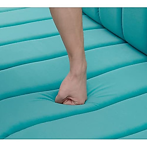 anwickjeff Velvet Loveseat Sofa with 2 Throw Pillows, Fabric Sofa with Metal Legs for Small Space Tufted Cushions Soft Sectional 2-Seat Couch for Living Room, Office, Apartment (Blue)