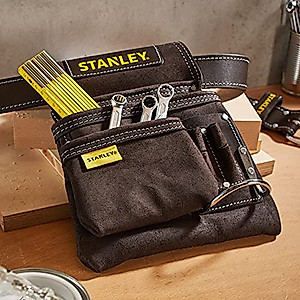STANLEY STST1-80114 Leather Nail and Hammer Pouch - Black