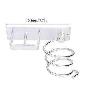 Mumusuki Aluminum Wall Mounted Punch Shelf Hair Dryer Storage Rack Organizer Holder Stand for Bathroom Silver