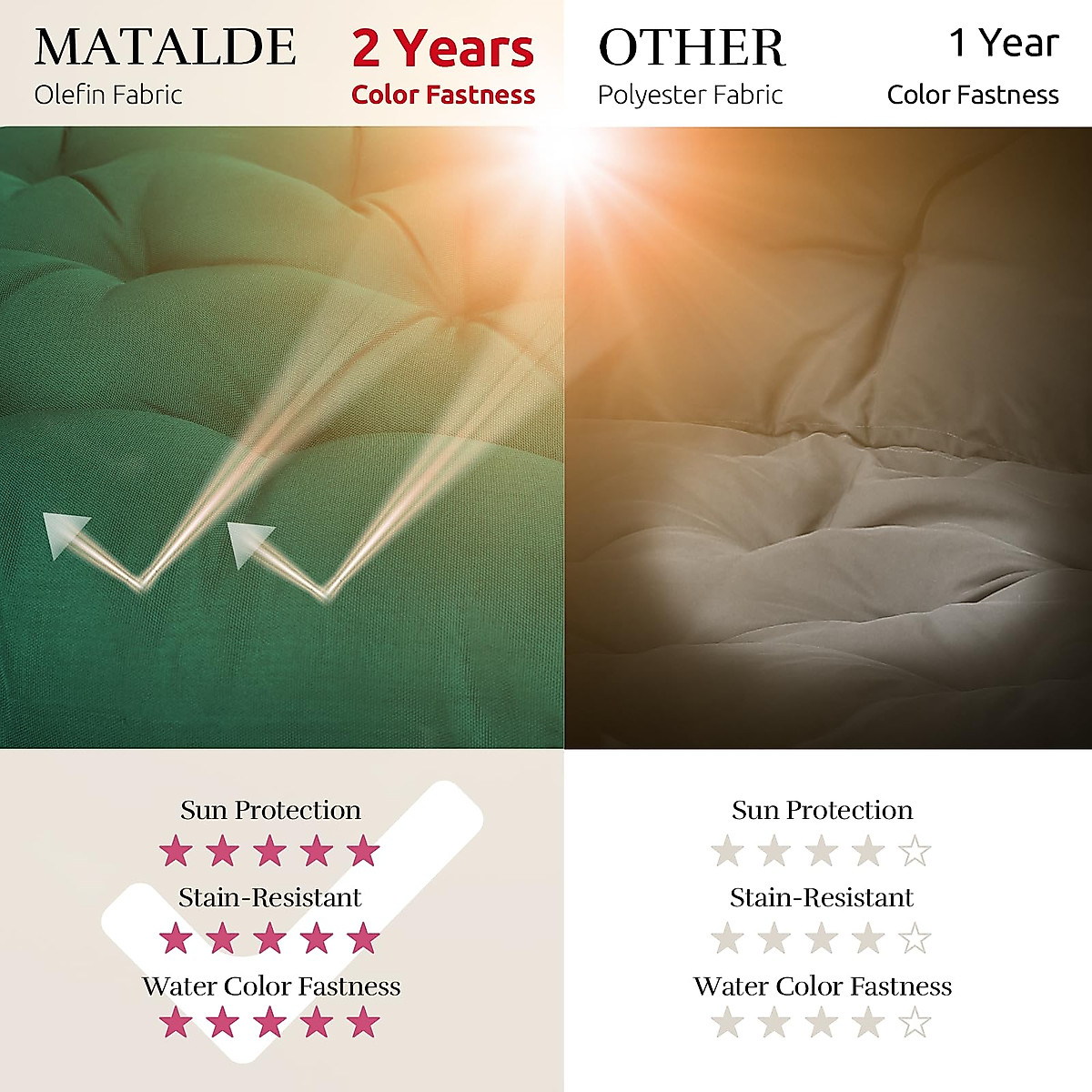 Porch Swing Cushions, Swing Cushions 3 Seater Replacement, 4" Thicken Waterproof Bench Cushion, Swing Cushions for Outdoor Furniture Patio Backyard Garden 60 x 40 inches Dark Green