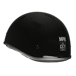 Milwaukee Helmets Bare Bones Glossy Black Half Motorcycle Helmet for Men and Women DOT Approved MPH9711DOT - Large