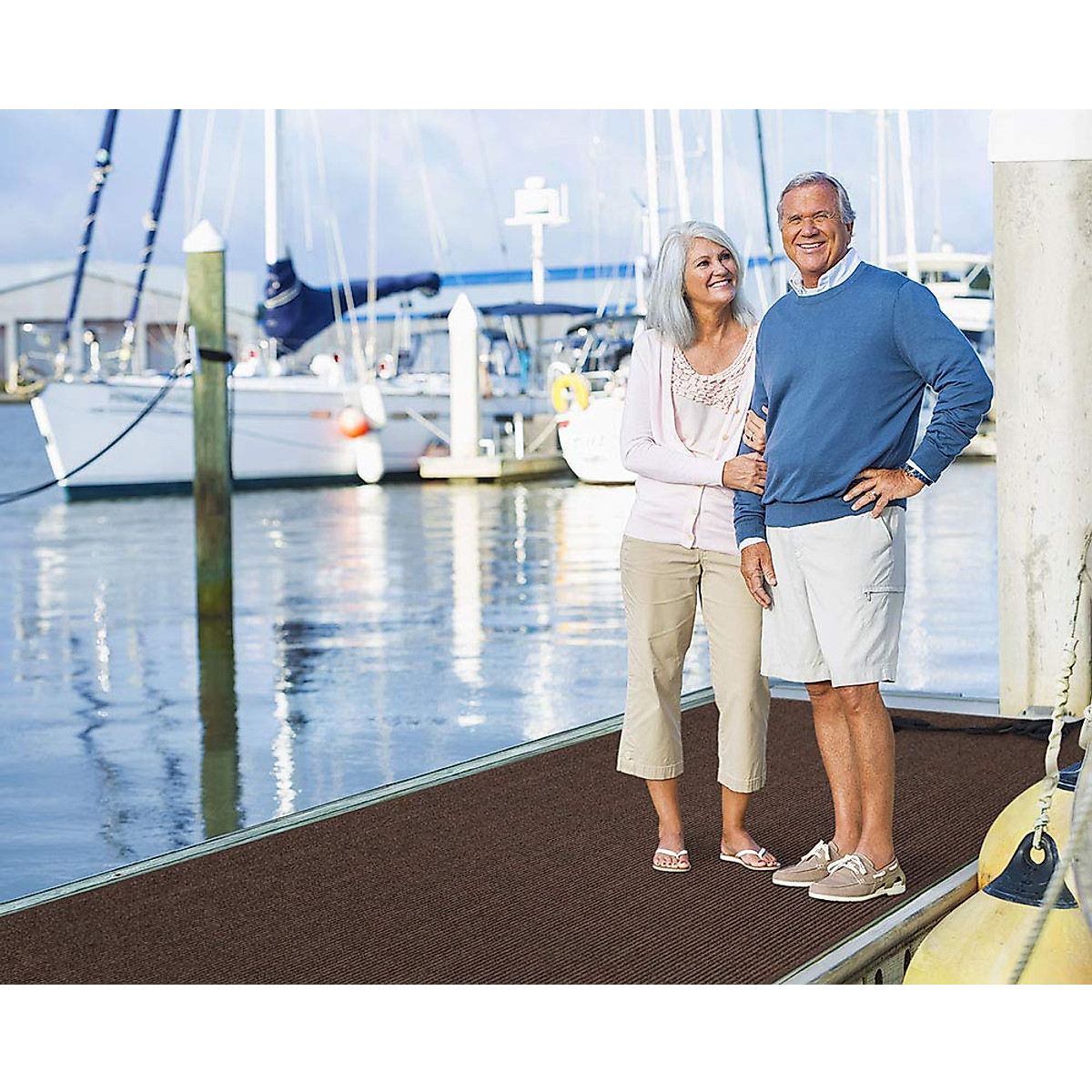 House, Home and More Indoor Outdoor Double-Ribbed Carpet Runner with Skid-Resistant Rubber Backing - Bittersweet Brown - 3 Feet x 10 Feet