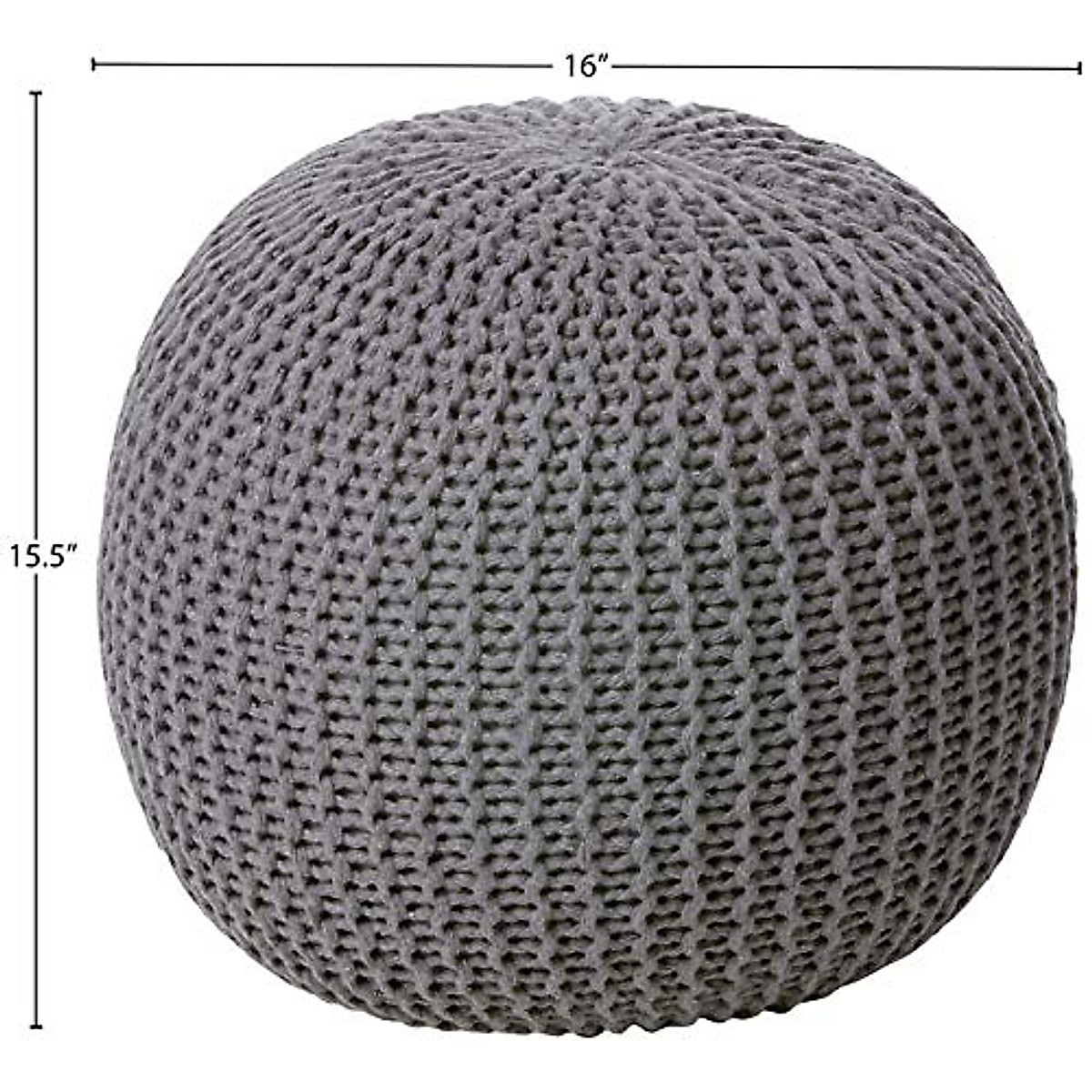 Urban Lifestyle Round Knit Pouf - Hand Woven Cotton, Dark Grey