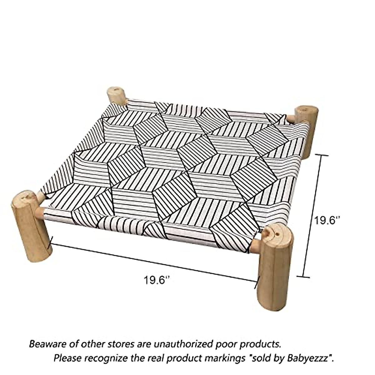 Babyezz Cat and Dog Hammock Bed, Wooden cat Hammock Elevated Cooling Bed, Detachable Portable Indoor/Outdoor pet Bed, Suitable for Cats and Small Dogs (White Diamond)