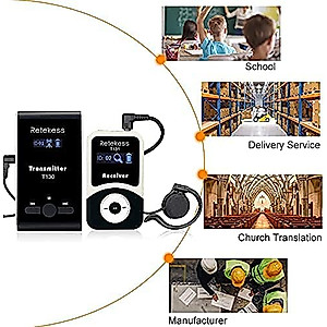 Retekess T130, Tour Guide System Wireless, Church Translation System, Assisted Listening Devices for Church, School, Factory, Court, Museum(2 Transmitter 20 Receivers)