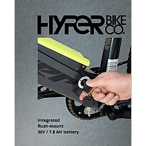 Hyper E-Ride Electric Mountain Bike for Adults 26 Inch. 250w, 36v Battery, Mountain Ebike with Shimano 6-Speed with Front Dual Shock Absorber. Electric Bicycle for Adults.