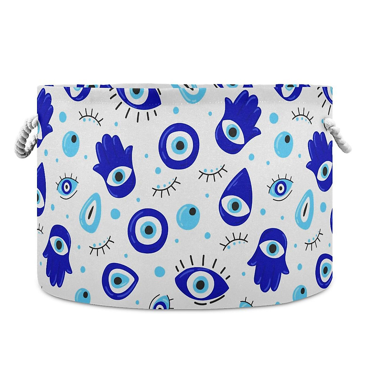 Krafig Cartoon Evil Eyes Round Collapsible Storage Basket, Large Toy Storage, Laundry Baskets, Open Home Storage Bins for Toy Organizer, Home Decor, Toys, Clothes