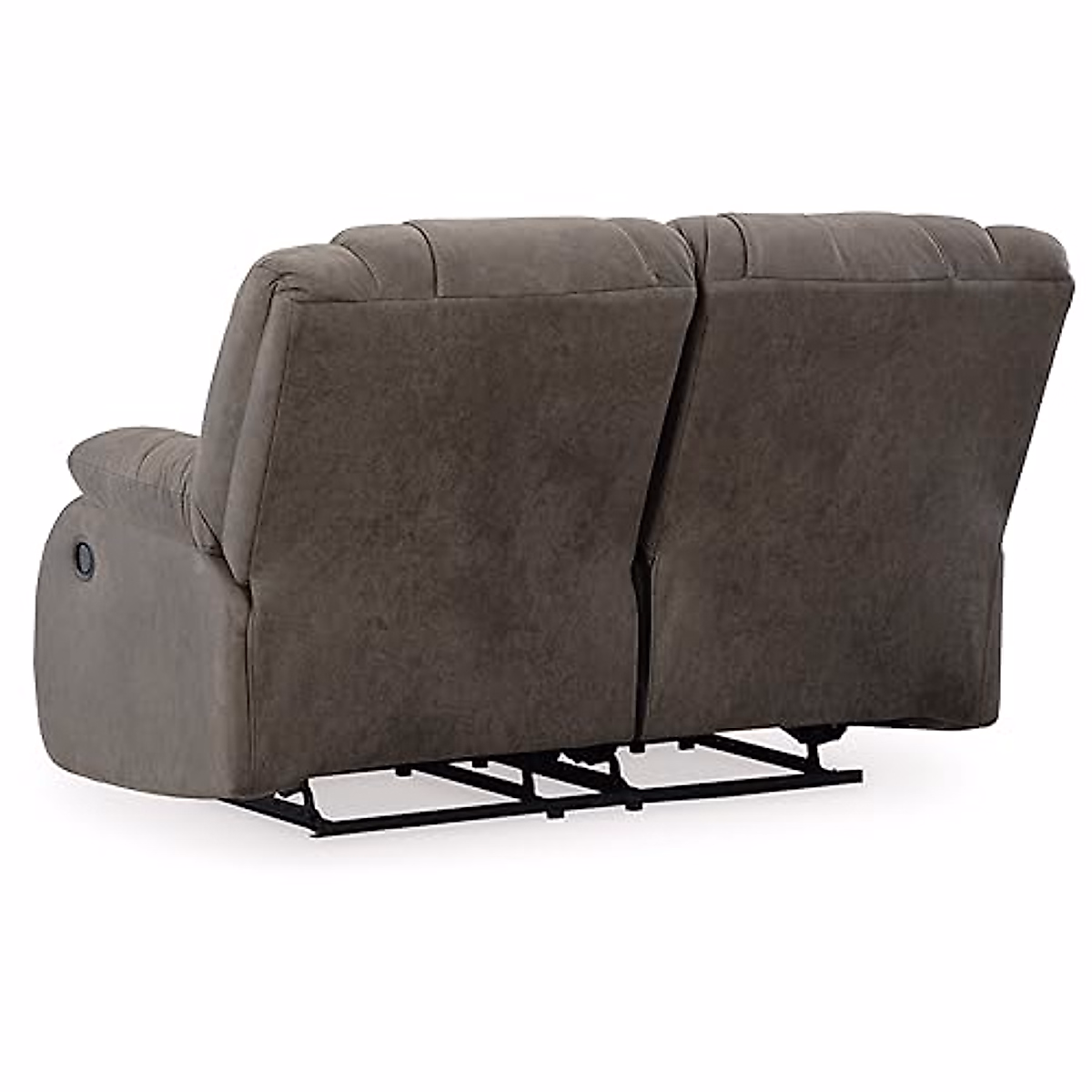 Signature Design by Ashley First Base Contemporary Faux Leather Manual Reclining Loveseat, Gray
