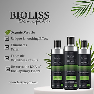 Biovore Professional Bio Liss Keratin Hair Treatment kit 10.6 oz - 300 ml | Smoothing brazilian keratin treatment for sloons| Silky Smooth Hair Rejuvenation with Natural Ingredients