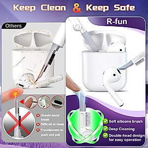 R-fun AirPods 2nd Generation & 1st Generation Case Cover with Cleaner kit and Earbuds Hook Cover (2Pairs),Soft Silicone Protective Case for Apple AirPods- Sky Blue