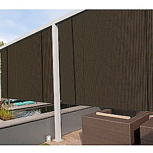 Coarbor Outdoor Roll up Shades Blinds for Porch Patio Shade Exterior Roller Shade Privacy Shade Screen for Deck Pergola Gazebo Brown 8'W x 6'H