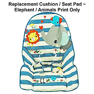 Replacement Part for Fisher-Price Infant-to-Toddler Rocker - GVG45 ~ Replacement Cushion/Seat Pad ~ Elephant/Animals Print