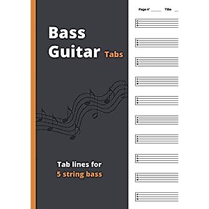 Bass Guitar Tabs: Blank manuscript music pages with Tab lines for 5 string bass