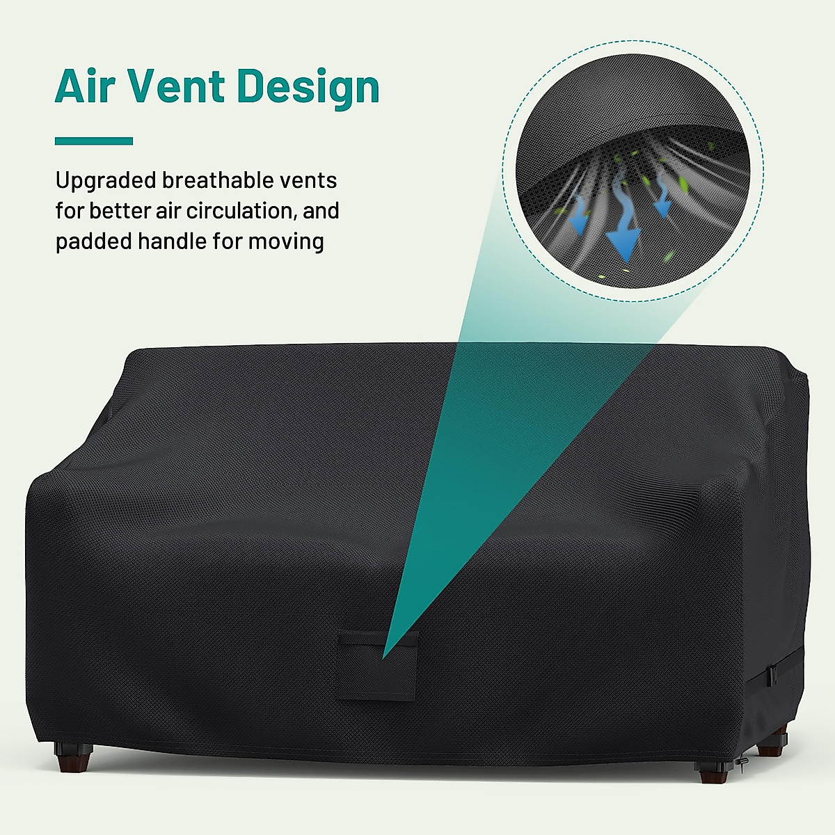 Brosyda Patio Sofa Cover For Outdoor Furniture Covers Waterproof, Heavy Duty Patio Furniture Covers with Upgrade Fastener Windproof Buckle Straps, 3-seater Outdoor Couch Cover-60"L × 34"D × 30"H