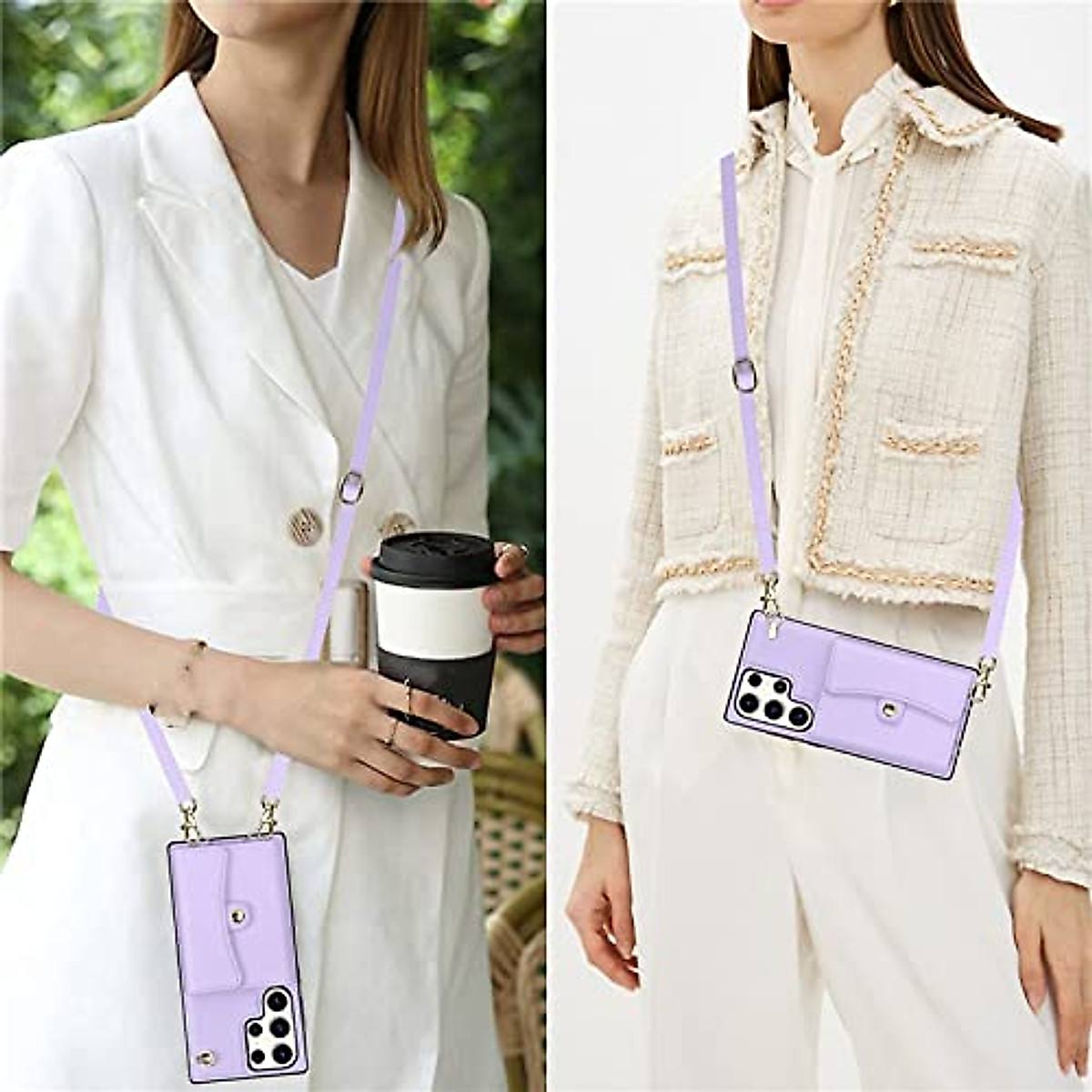 DRXVE Shoulder Strap Leather Phone Case for Samsung Galaxy A73 A53 A13 A72 A52S A52 A12 A51 A71 A70 Note 20 10 9 Wallet Card Cover Bag,Pink, for Samsung Note20 Ultra