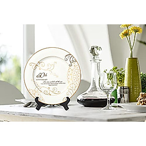 Urllinz 50th Wedding Anniversary Plate with 24k Gold Foil-50th Anniversary Wedding Gifts for Parents Couple,50 Year Golden Wedding Gifts for Her Him,9 Inch Porcelain Plate for Grandparents with Stand