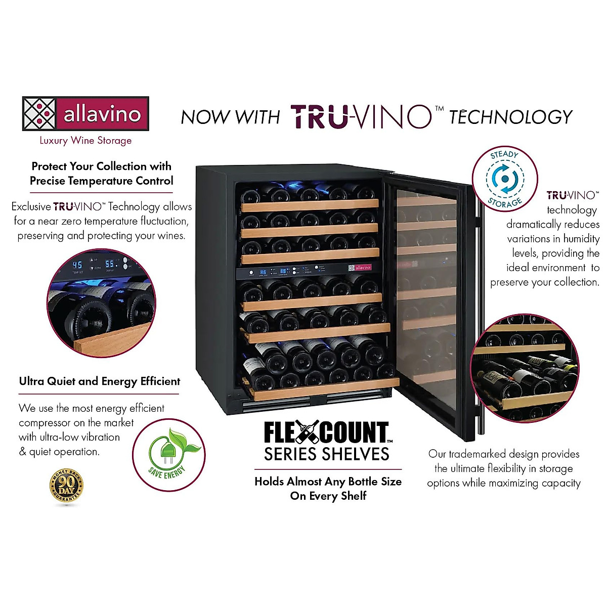 Allavino Wine Refrigerator, 56 Bottle, Black