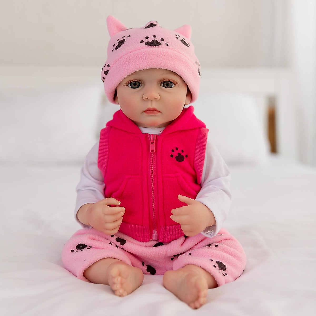 DAYOFF KIDS Realistic Reborn Baby Dolls,18 Inch Lifelike Newborn Baby Doll Real Life Baby Dolls Soft Weighted Reborn Doll Christmas or Birthday Gift Toys for 3+ Years (Girl)