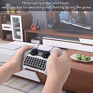 MENEEA Wireless Controller Keyboard for PS5, Bluetooth 3.0 Mini Portable Gamepad Chatpad with Built-in Speaker & 3.5MM Audio Jack for Playstation 5 Voice Chat Board for Messaging and Gaming Live Chat