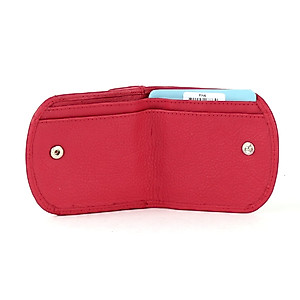 Bacci Leather Impressions Taxi Wallet - Soft Leather, Compact & Snap Pocket on Front, Folding Wallet, Small ID Cards & Coins Holder, Pouch for Men & Women, Coin Case (Leather, Pink)